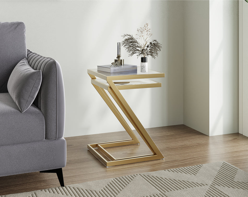 Nowra Glass Nesting Table In Gold Finish Set Of 2 – Bonito Studio