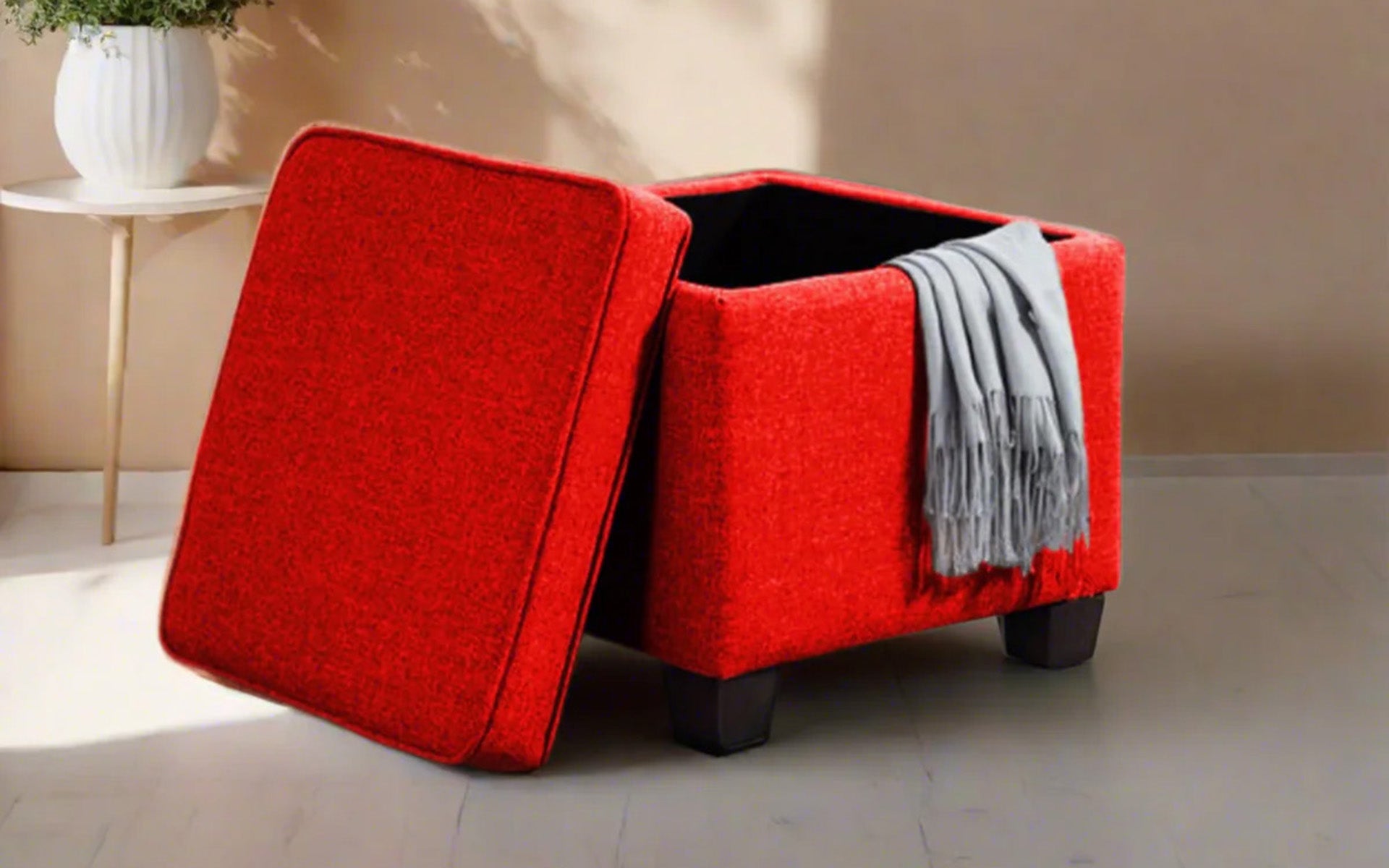 Sudan Ruby Red Storage Ottoman – Bonito Studio