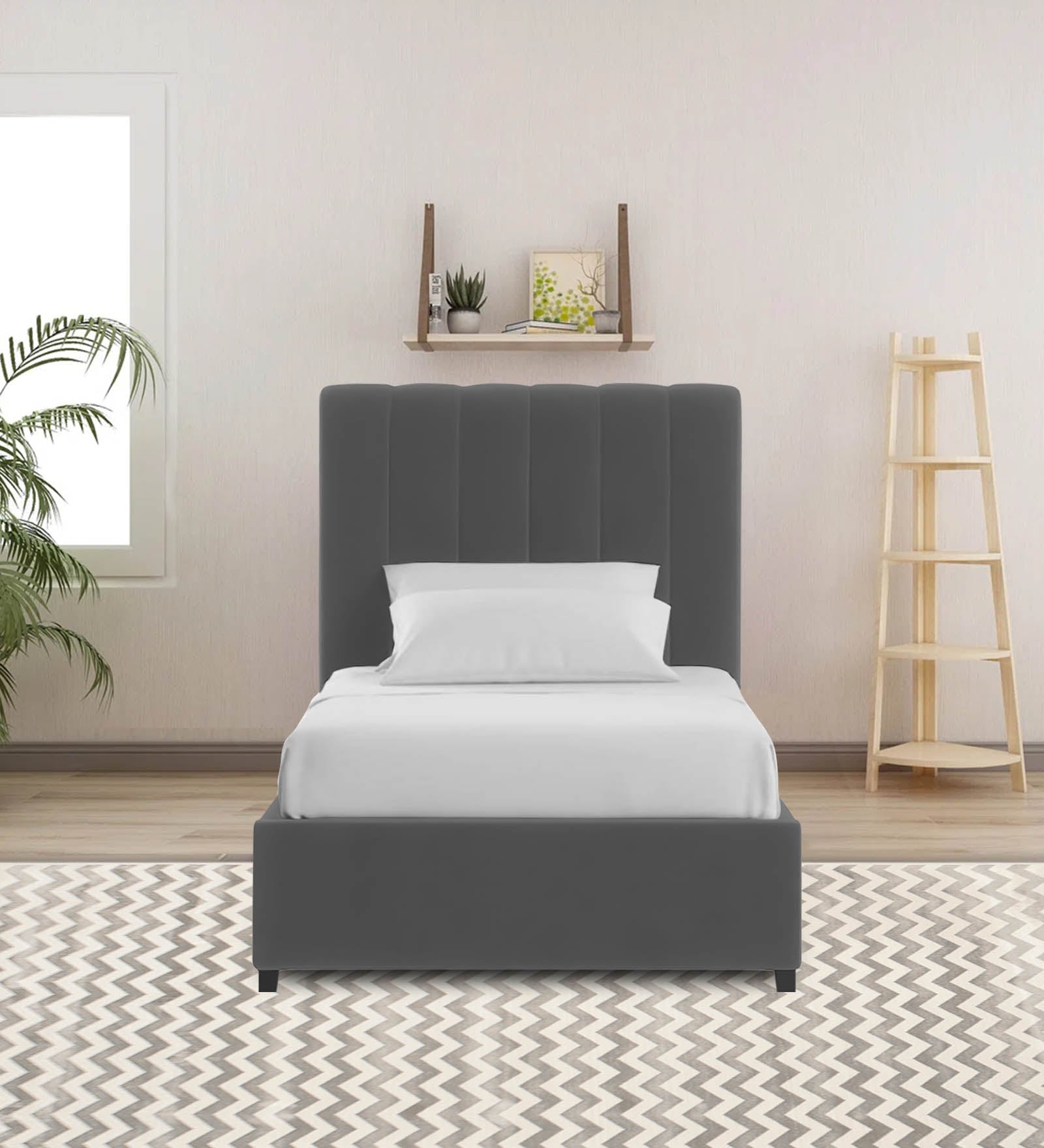 Lara Foster Upholstered Single Size Non Storage Bed In Turmeric Yellow ...